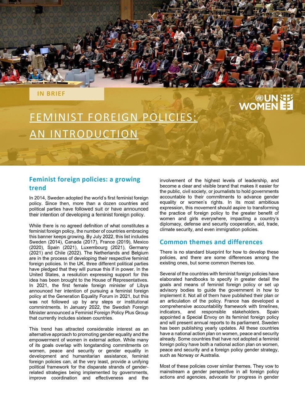 Feminist foreign policies: An introduction - Women's Empowerment Online ...