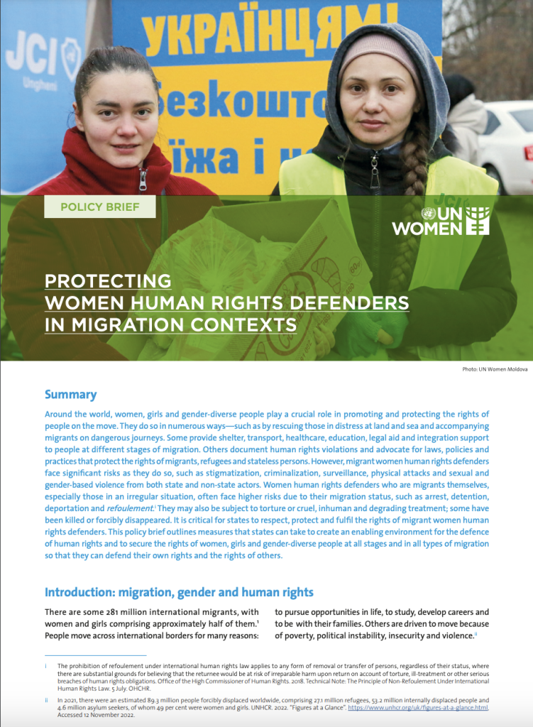 Protecting women human rights defenders in migration contexts - Women's ...