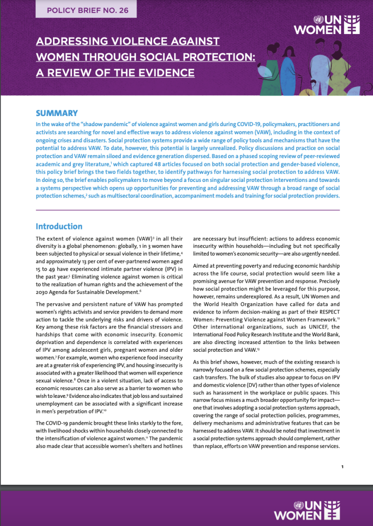 Addressing violence against women through social protection: A review ...